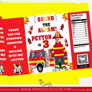 Fireman Chip Bag - Fire Fighter Chip Bag - Firetruck Firefighter Decor ...