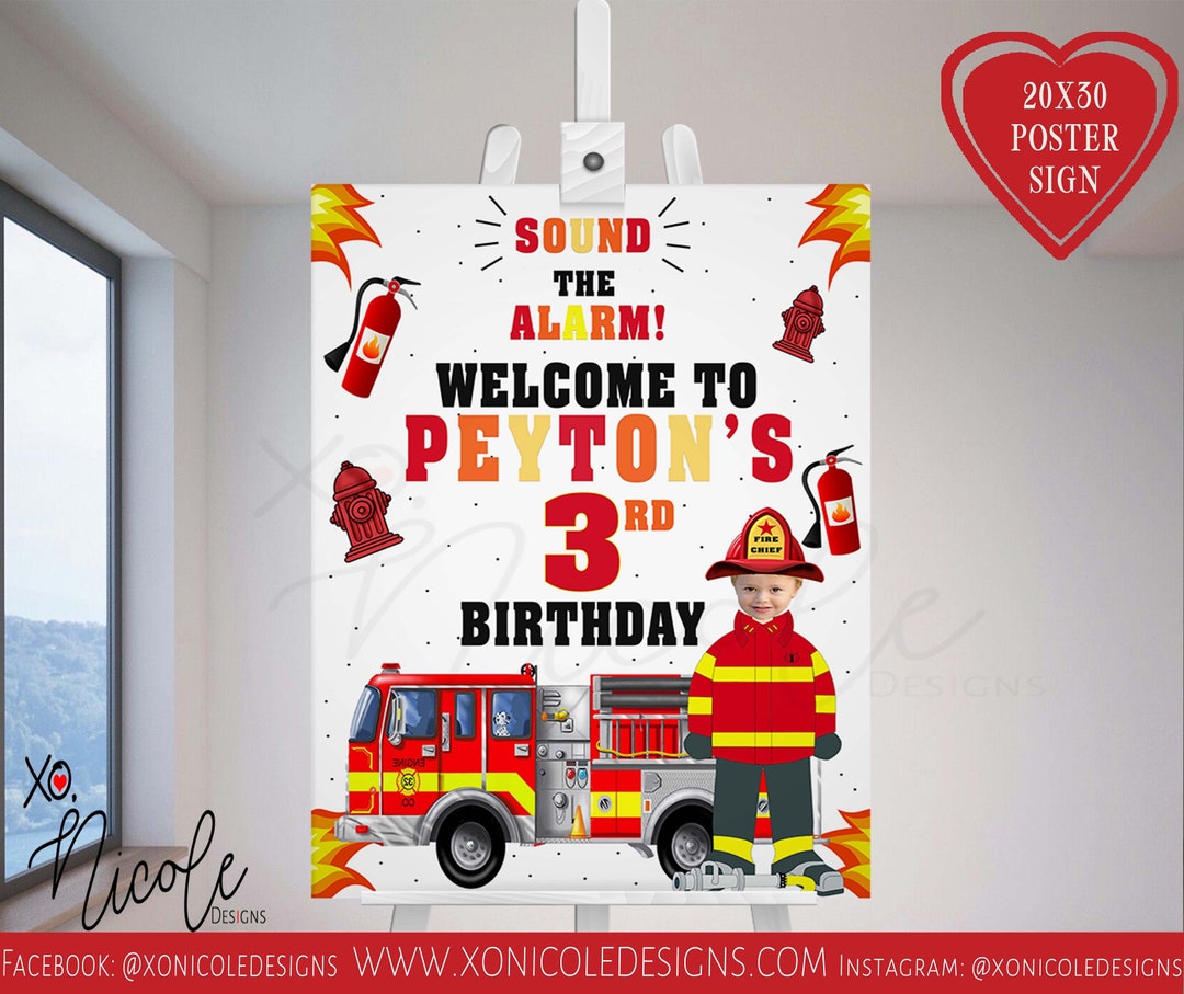 Fireman Birthday Welcome Sign - Poster - Welcome Sign - Firefighter ...