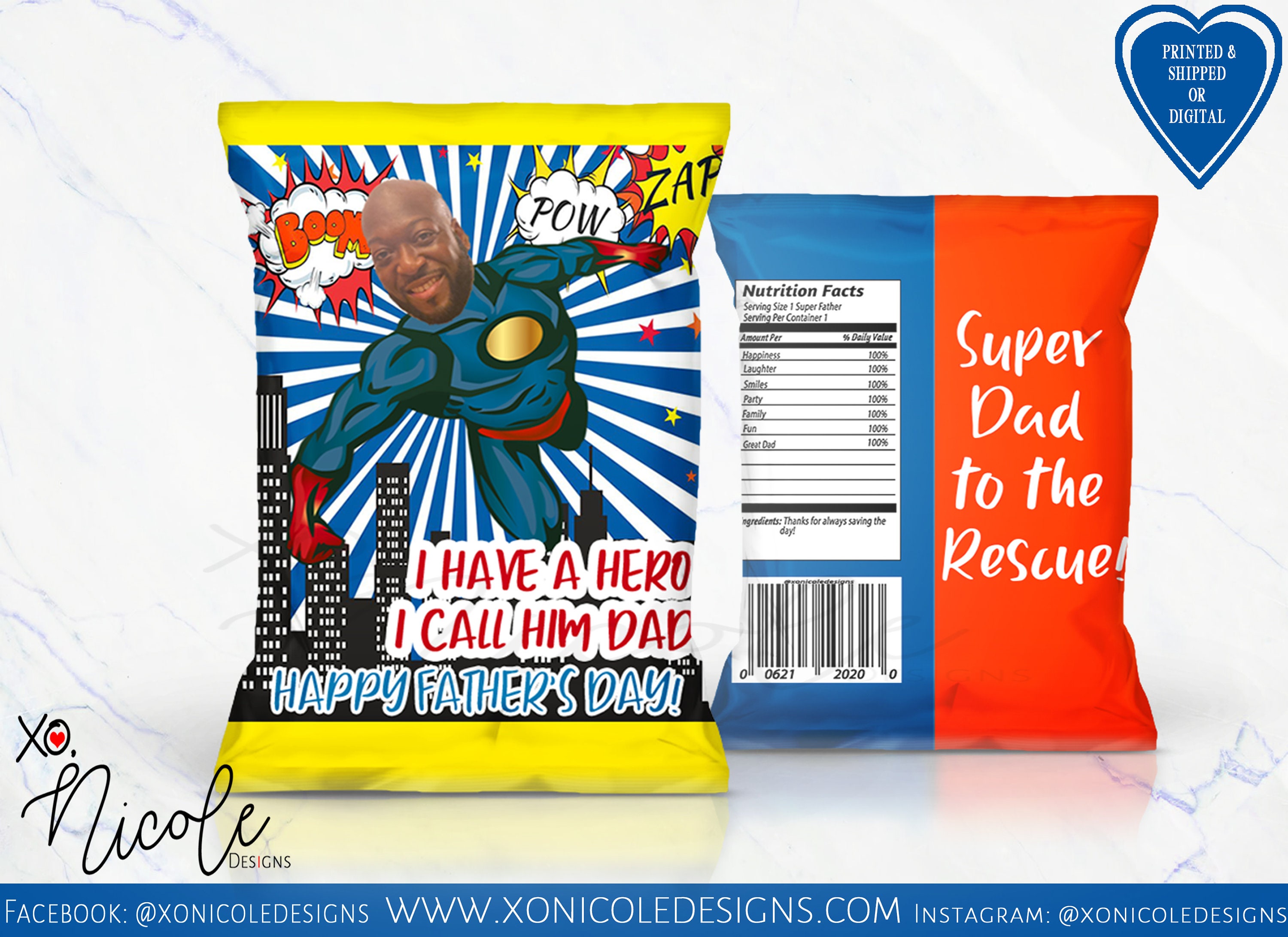 Father's Day Chip Bags Happy Fathers Day Gift Wrapper | Etsy