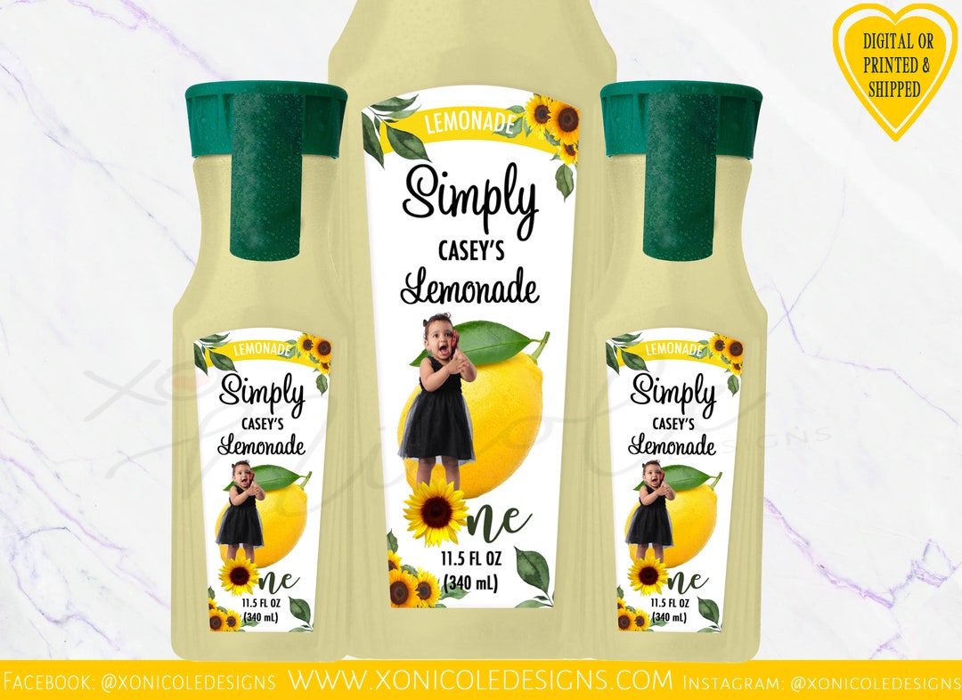 Lemonade Juice Labels W/photo - Lemonade - Sunflower Favors - Sunflower ...