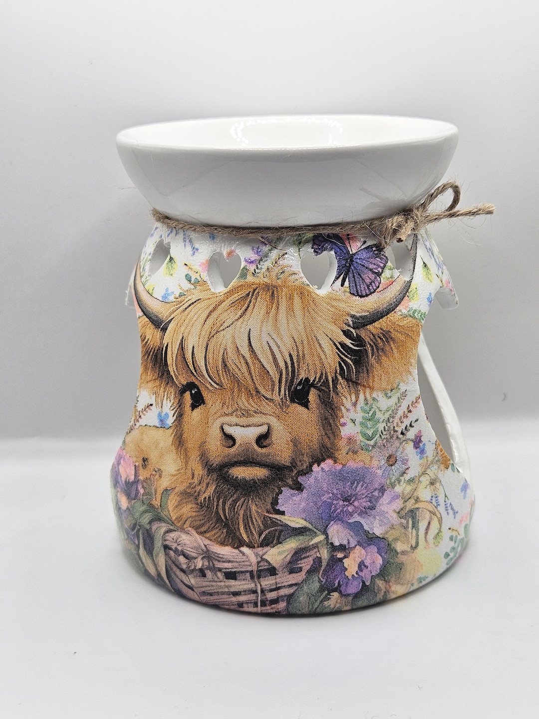 Decoupage Wax Melt Warmer Oil Burner Highland Cow Summer Farm Animals ...