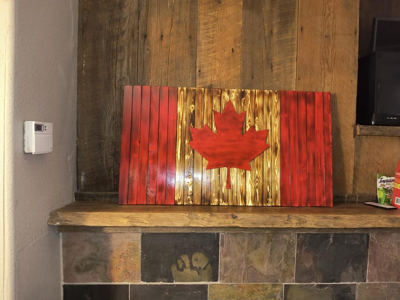 Rustic Burned Wooden Canadian Flag - Etsy