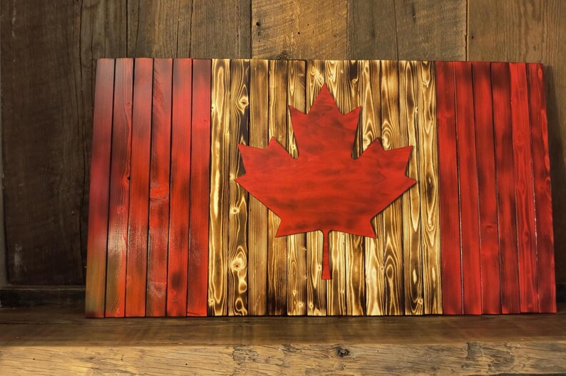 Rustic Burned Wooden Canadian Flag - Etsy