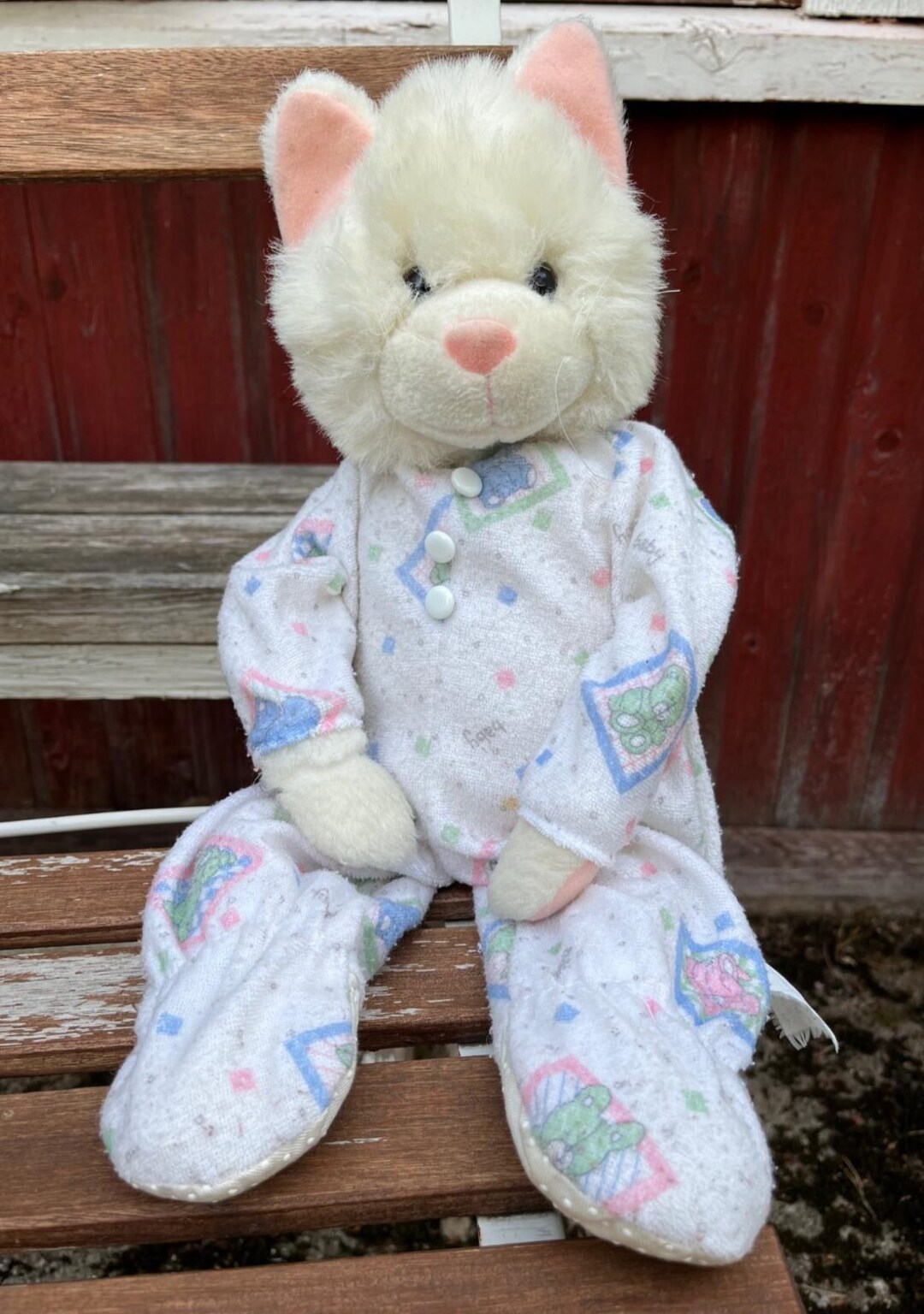 Little Snoozems Cat Plush White Pajamas Happiness Express Vintage 1995 ...
