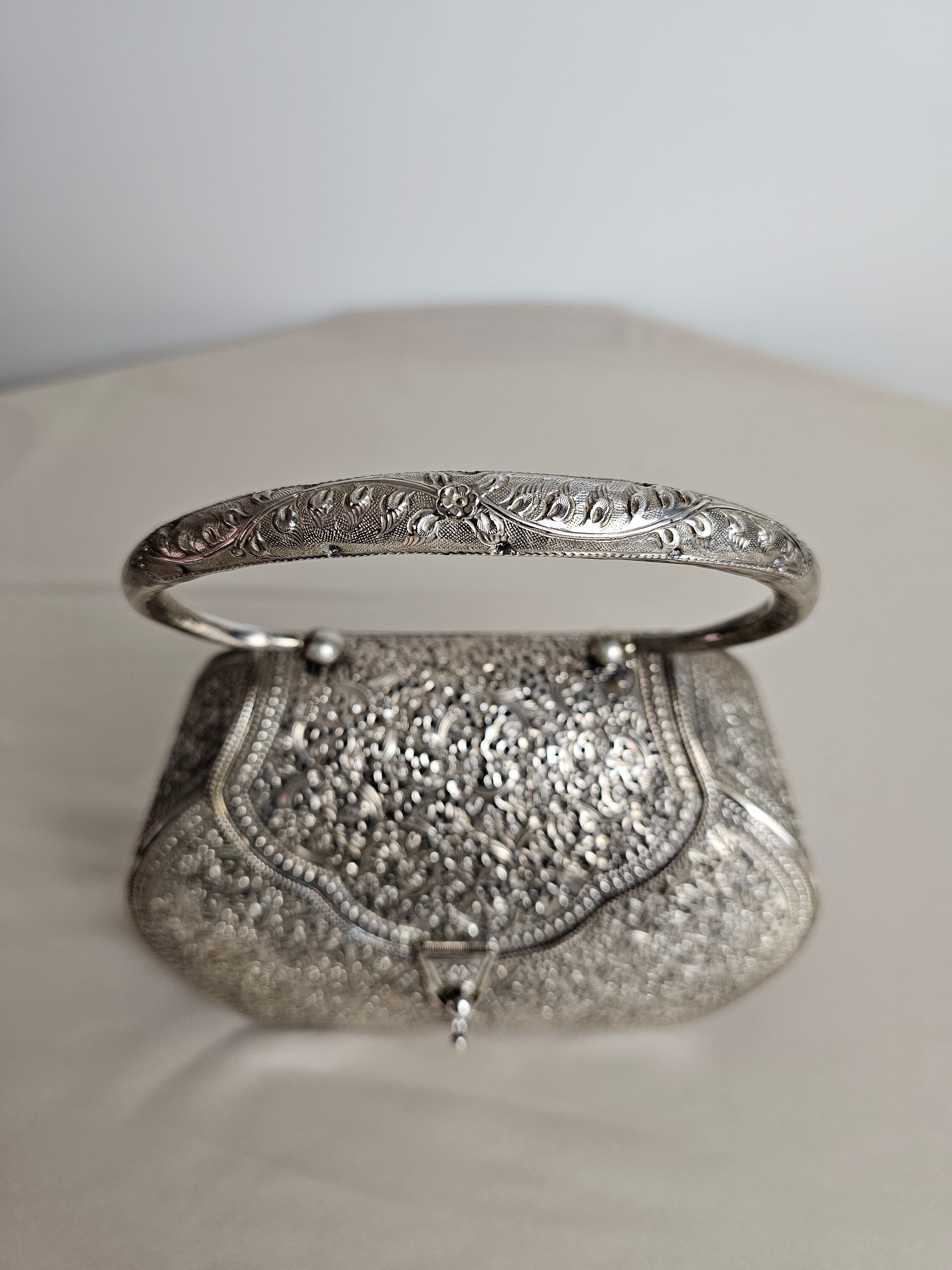 Antique Sterling Silver Filigree Floral Purse Evening Handbag - Etsy