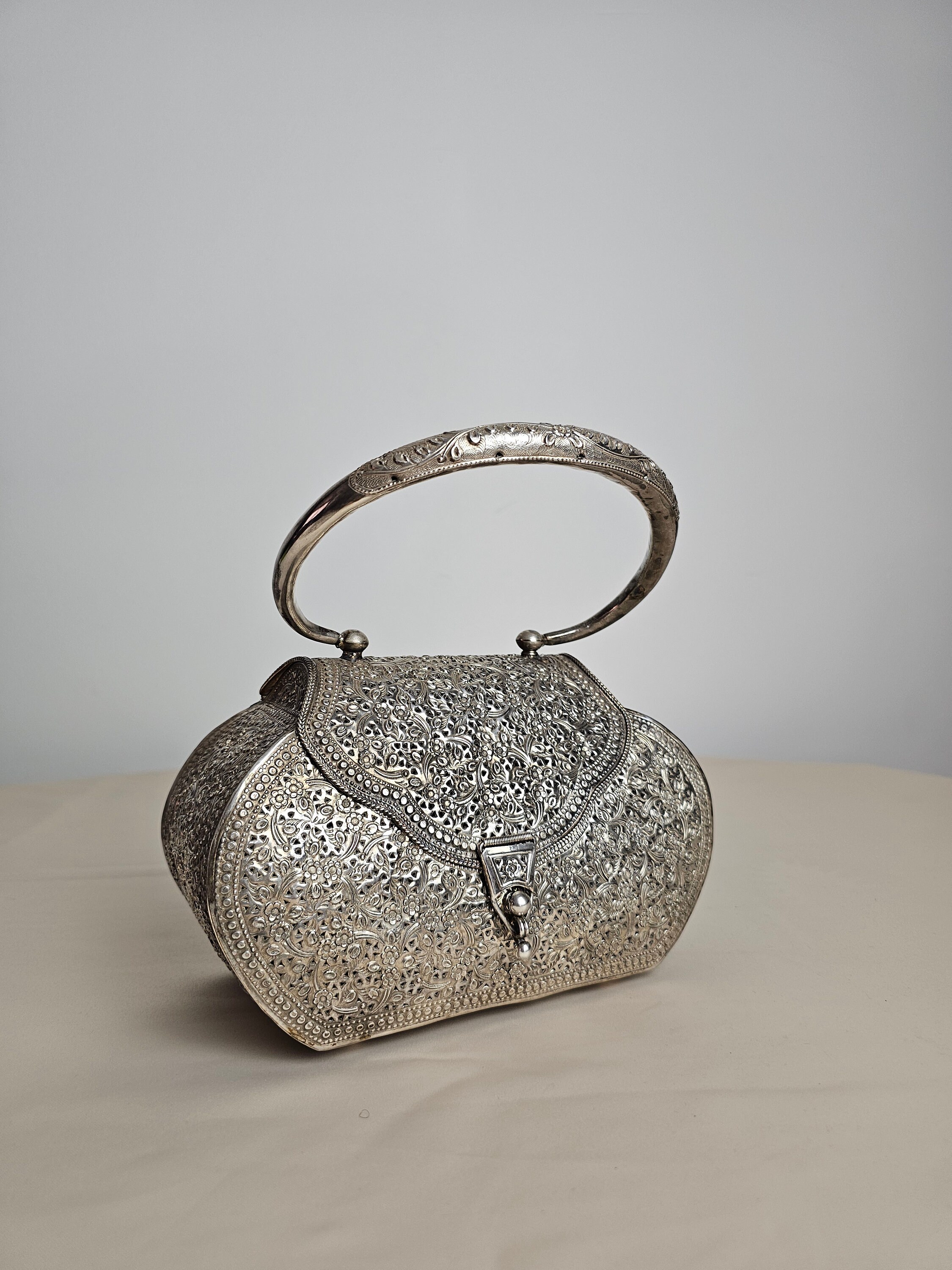 Antique Sterling Silver Filigree Floral Purse Evening Handbag - Etsy