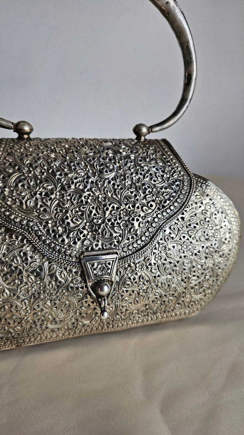 Antique Sterling Silver Filigree Floral Purse Evening Handbag - Etsy