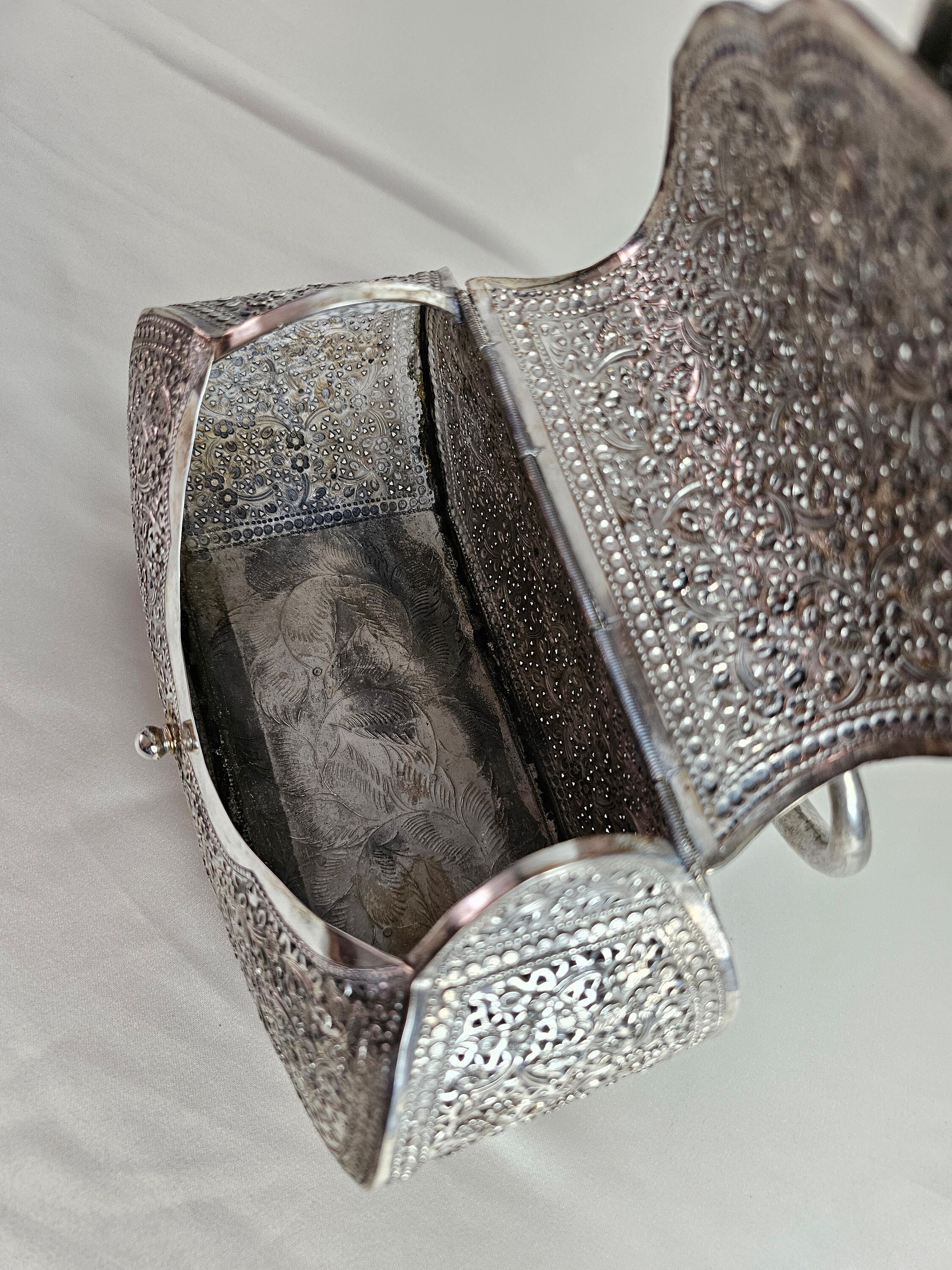 Antique Sterling Silver Filigree Floral Purse Evening Handbag - Etsy