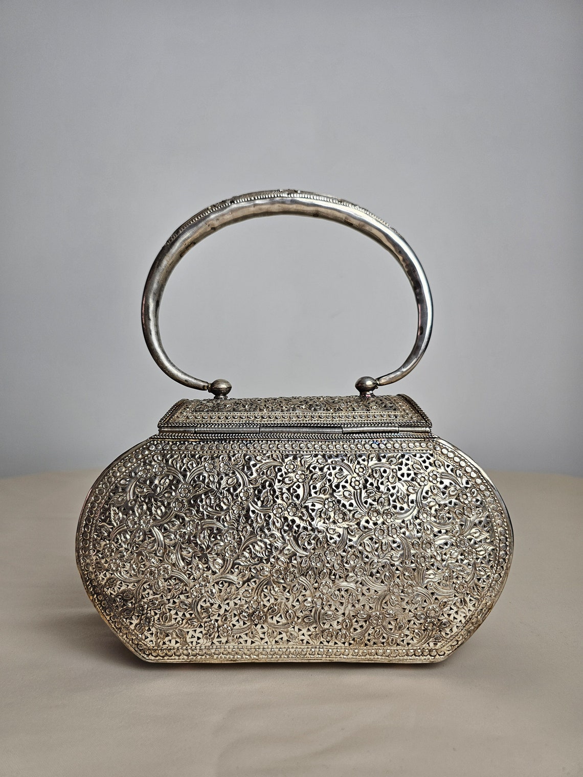 Antique Sterling Silver Filigree Floral Purse Evening Handbag - Etsy