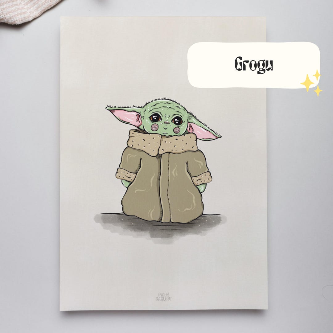 Grogu Art Print A5 Illustration Poster Wall Art Home Decor Unique Gift ...
