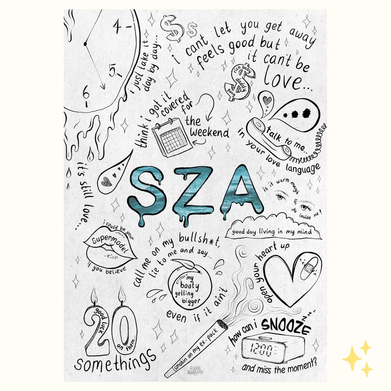 SZA Lyric Art Print A4 - Illustration - Music Poster - Wall Art - Home ...