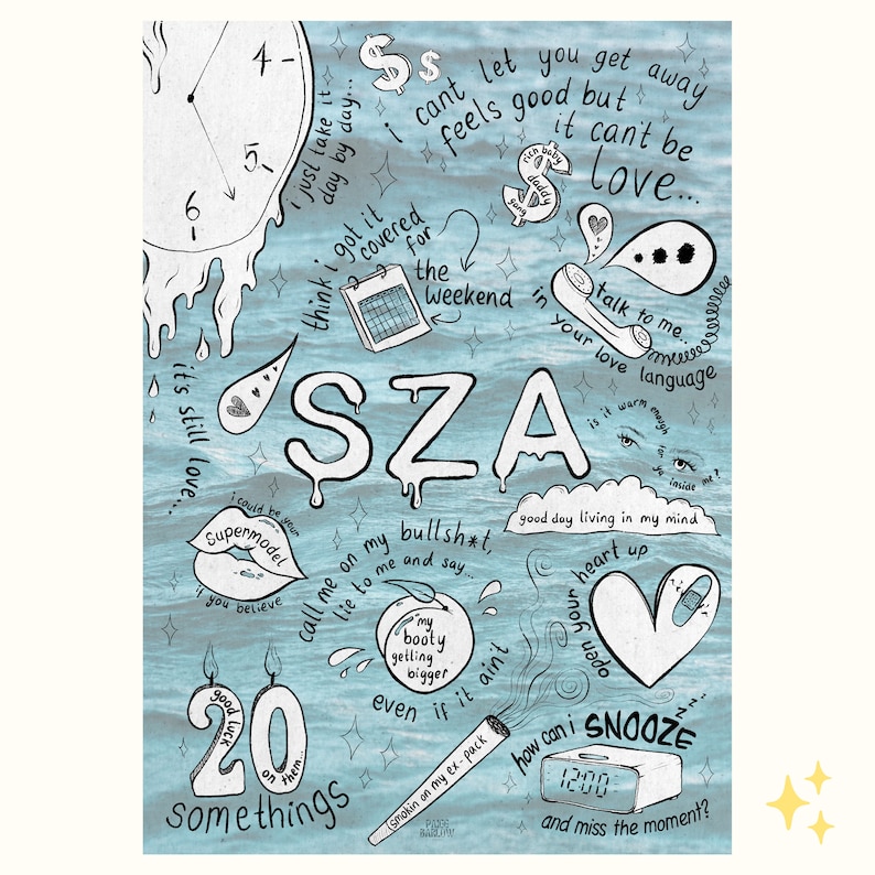 SZA Lyric Art Print A4 - Illustration - Music Poster - Wall Art - Home ...