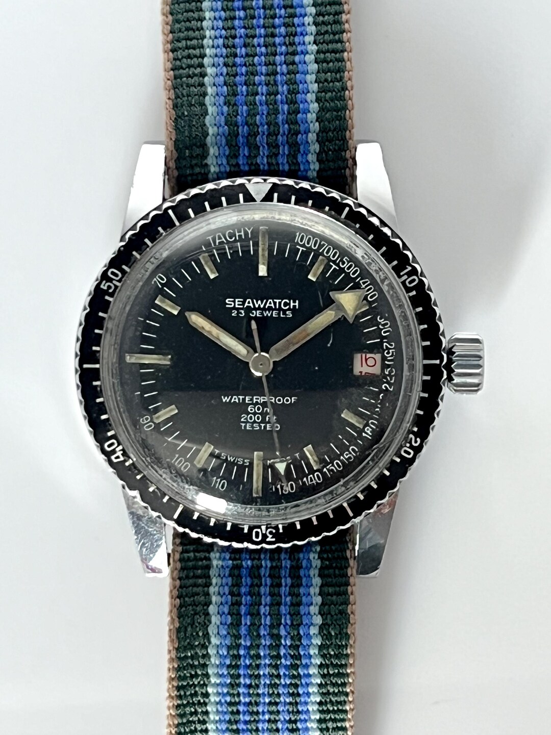 SEAWATCH 23 Jewels Swiss Made Vintage Diver Watch With Bezel ...