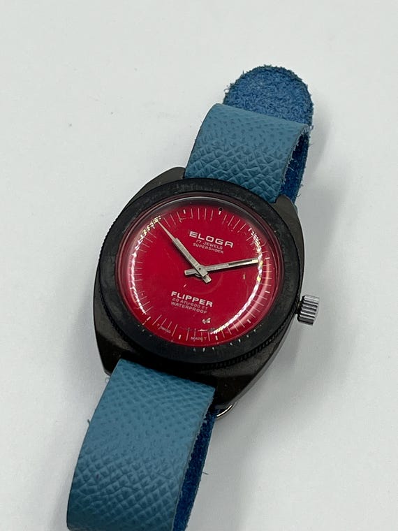 ELOGA Flipper 17 Jewels Swiss Made Plastic Vintage Di… - Gem