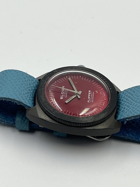 ELOGA Flipper 17 Jewels Swiss Made Plastic Vintage Di… - Gem