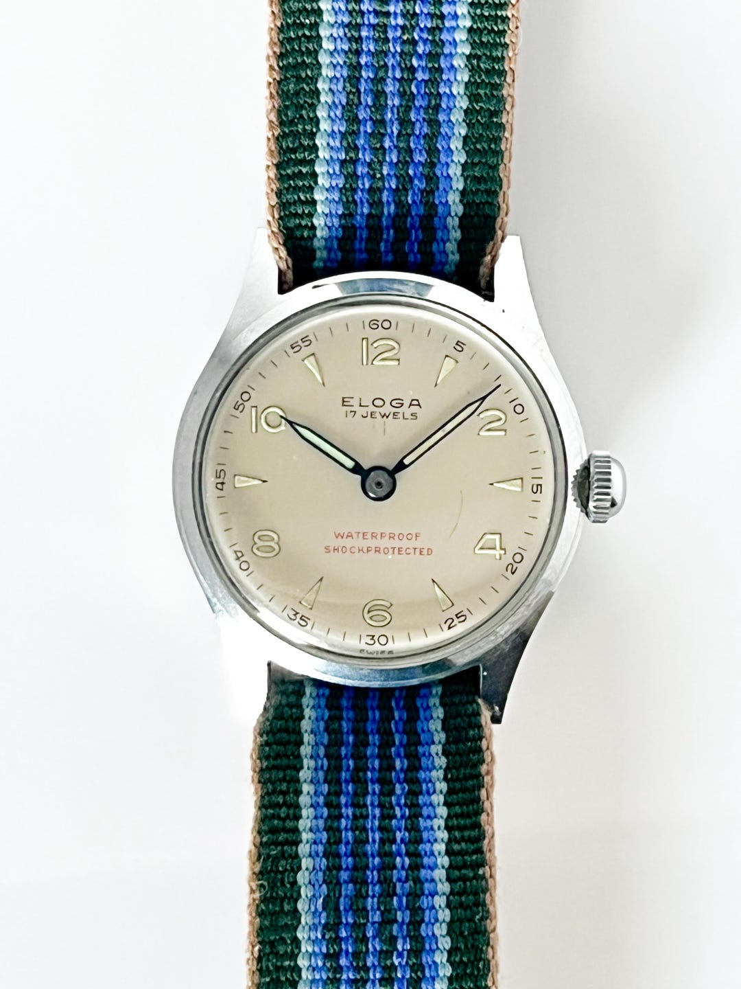 ELOGA 17 Jewels Swiss Made Military Style Wrist Watch / Military Case ...