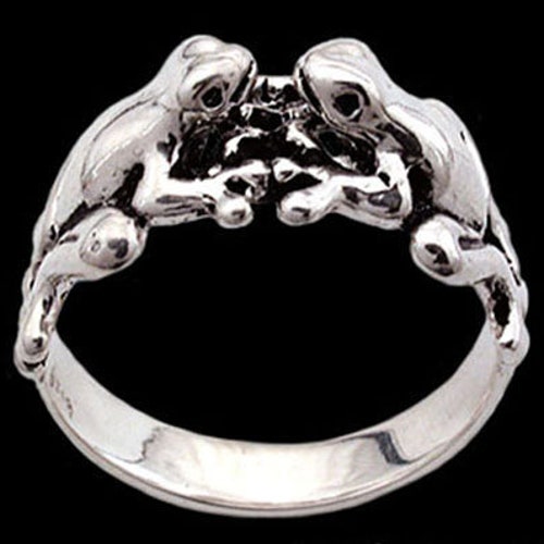 Double Frog Ring Sterling Silver Kissing Frogs Ring Available - Etsy