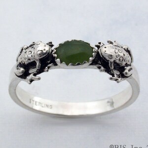 Double Frog Ring With Gemstone, Sterling Silver Frogs Ring, Frog ...