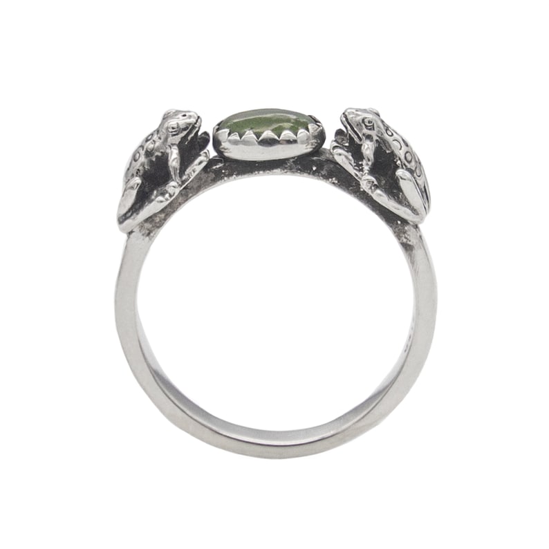 Double Frog Ring With Gemstone Sterling Silver Frogs Ring - Etsy