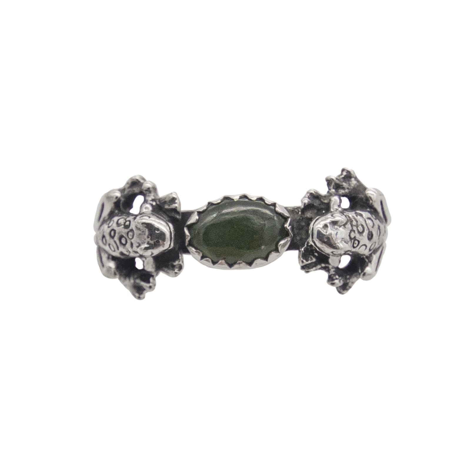 Double Frog Ring With Gemstone Sterling Silver Frogs Ring - Etsy