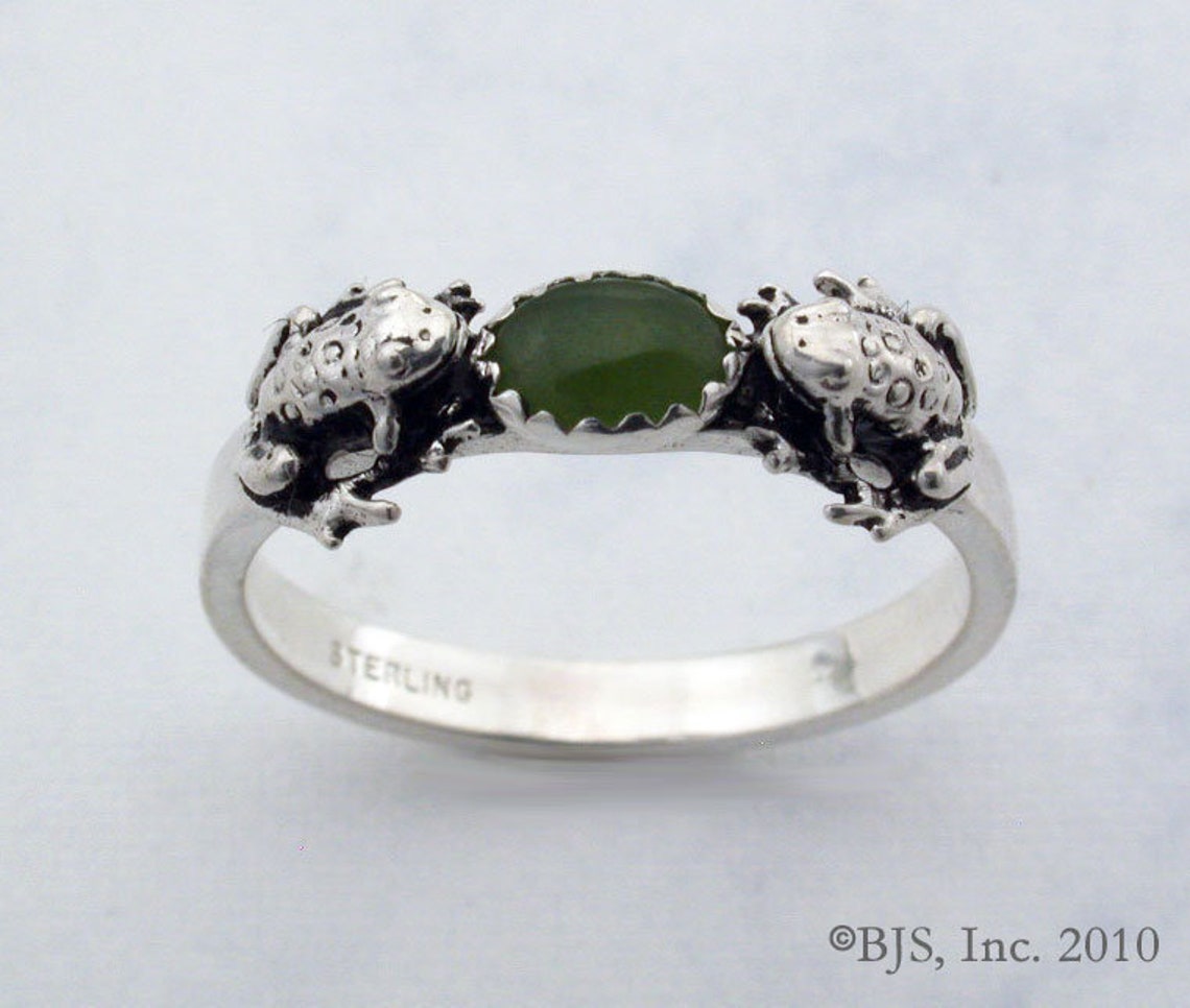 Double Frog Ring With Gemstone Sterling Silver Frogs Ring - Etsy Australia