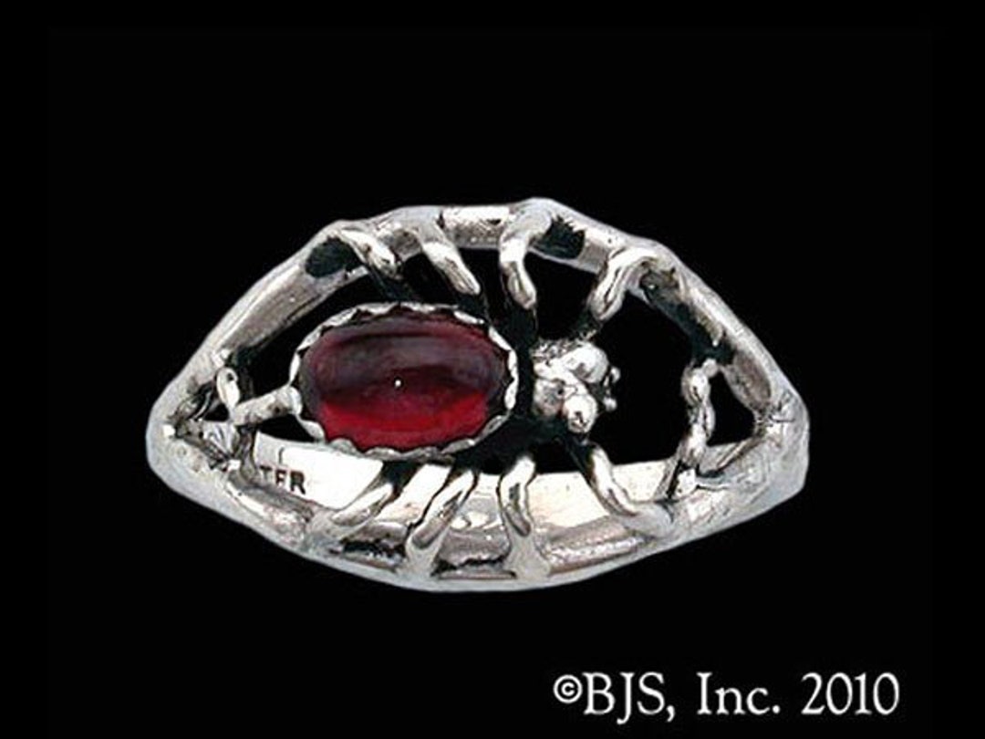 Spider Ring With Gemstone Abdomen, Sterling Silver Sideways Spider Ring ...