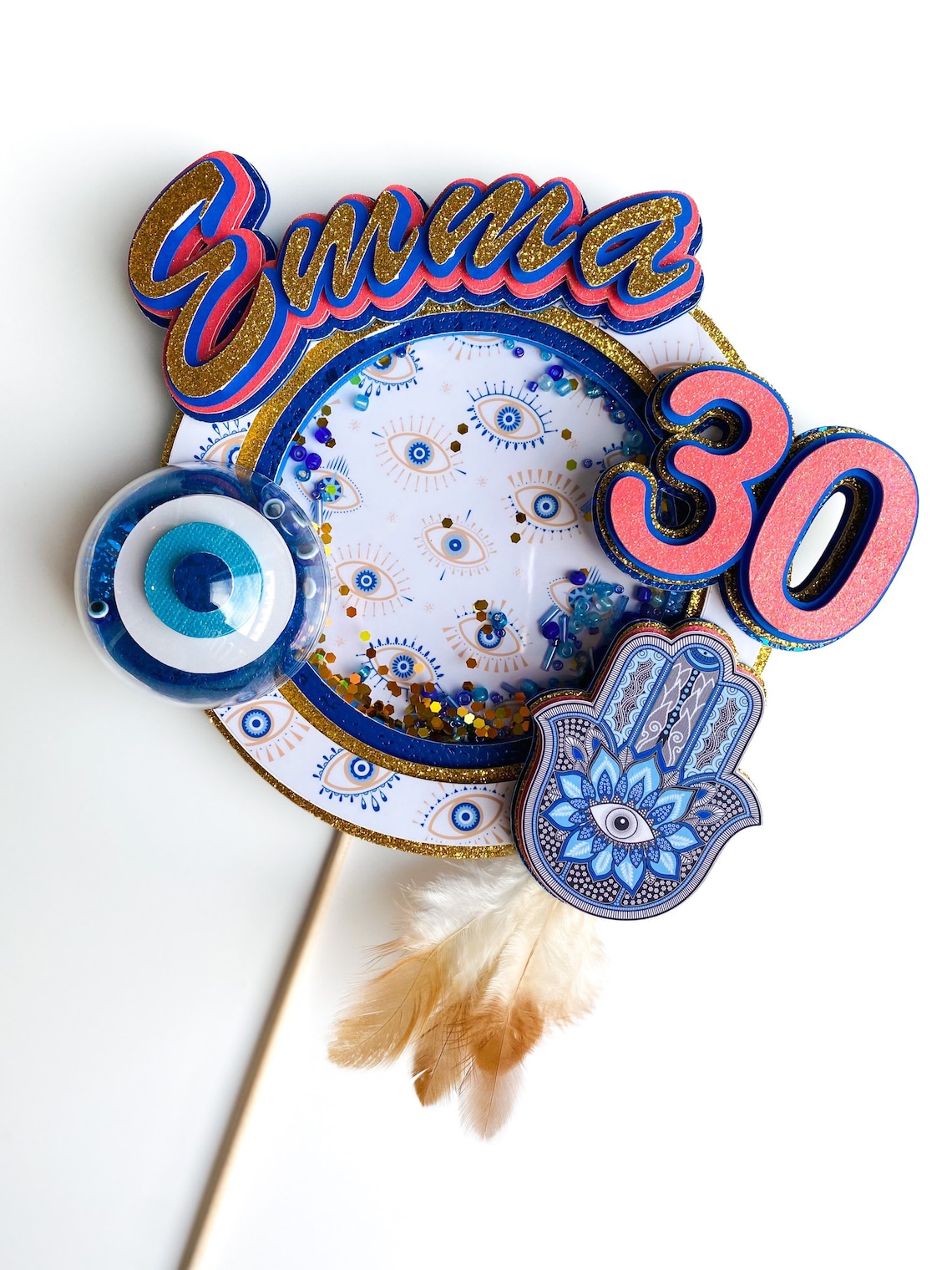 Evil Eye Shaker Cake Topper, Mashallah Cake Topper, Good Luck Cake ...