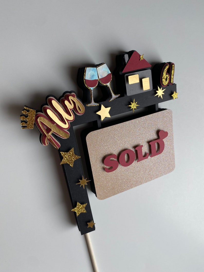 Sold Sign Cake Topper, Housewarming Party Decorations, Realtor Party ...