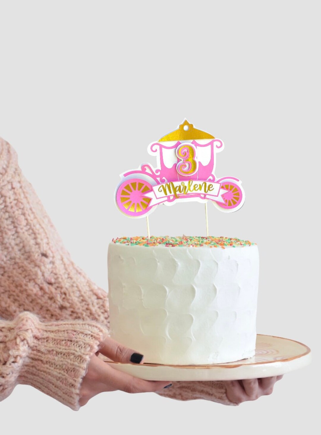 Princess Carriage Cake Topper, Birthday, 1st Birthday, Custom Name ...