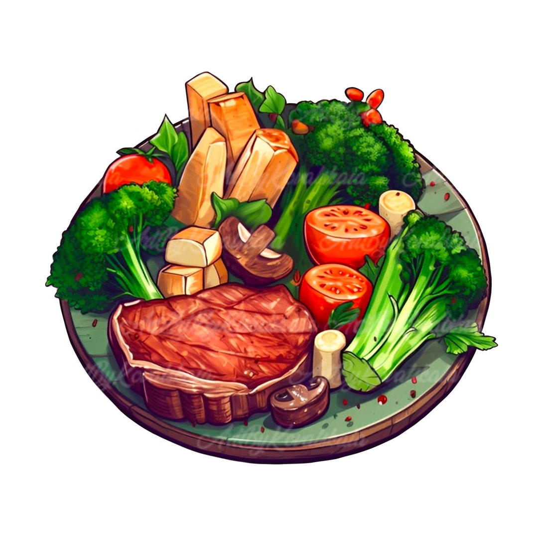 Grilled Steak Clip Art Png Vegetables Food Clip Art Digital Download Etsy