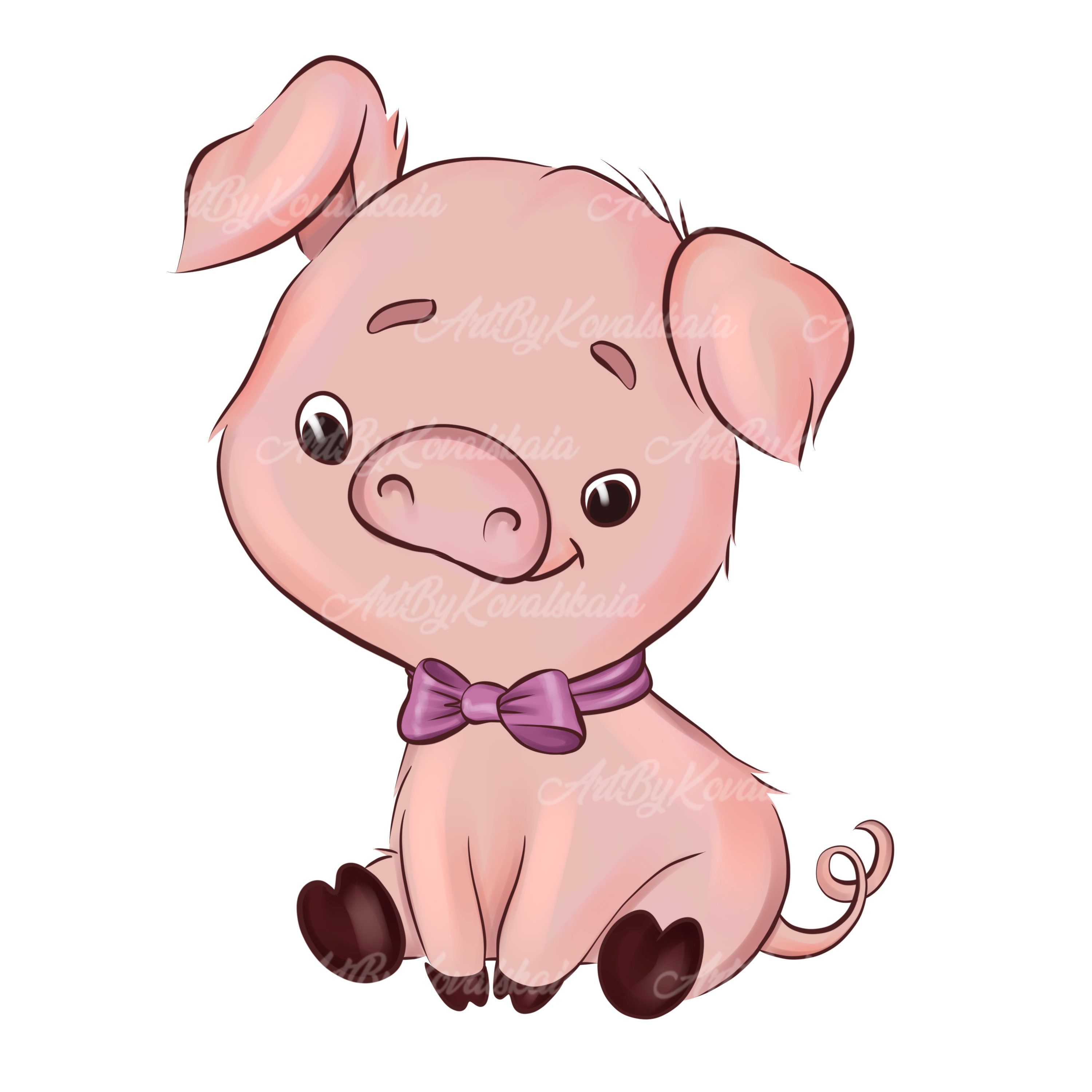 Piggy Clipart Cute Piggy PNG Animals Clipart Digital - Etsy