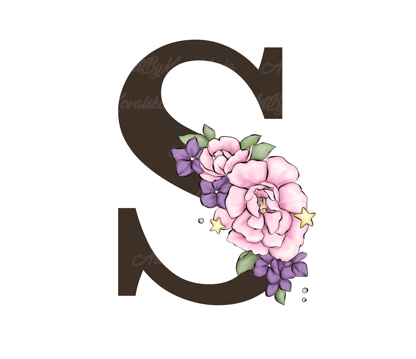 Letter S Floral Alphabet Clipart Letters Clipart Flowers - Etsy