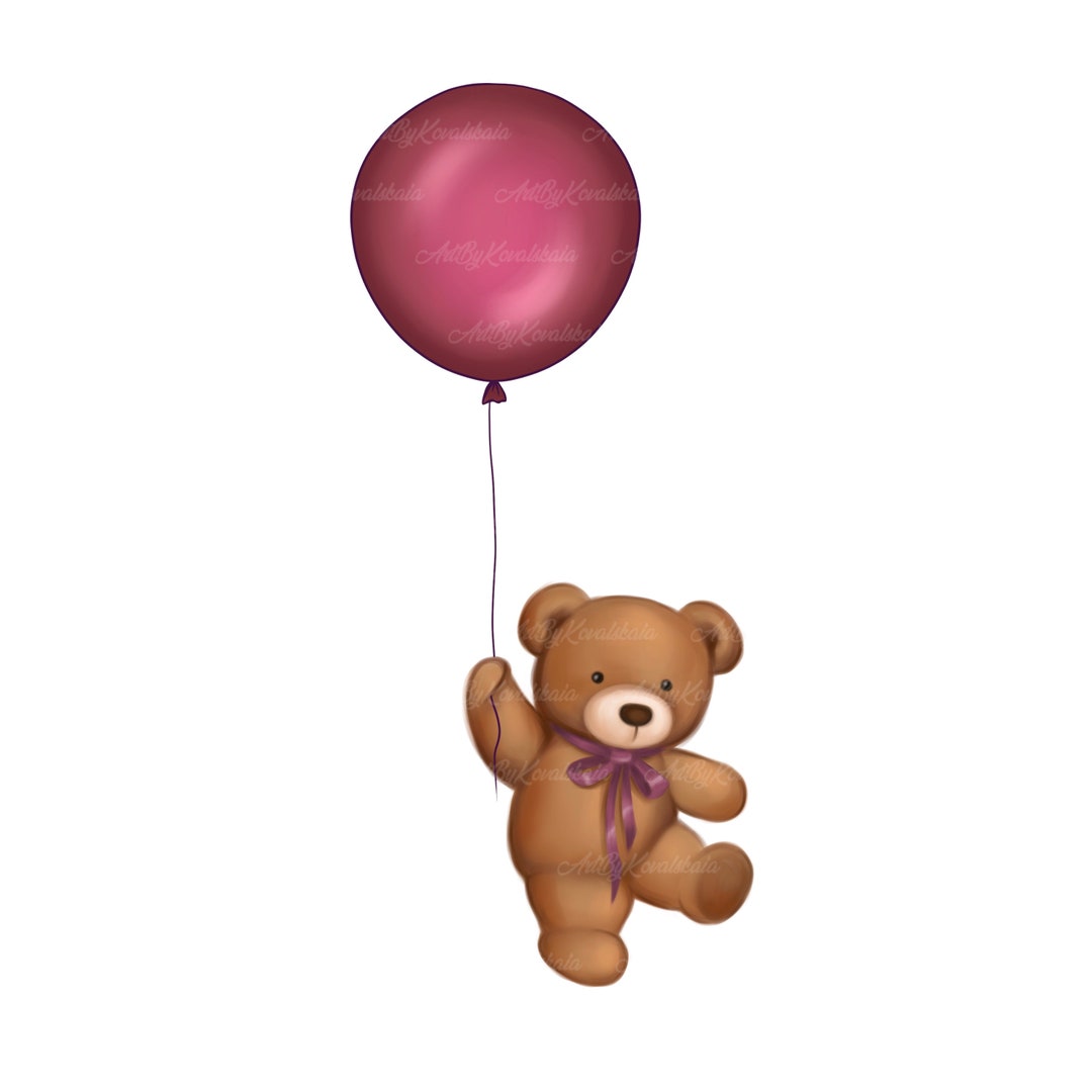 Osito de peluche con globo PNG Clipart: Baby Shower (Descarga digital ...