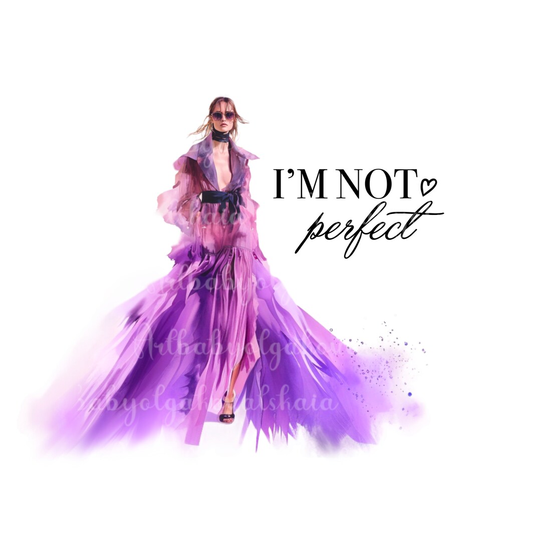 Watercolor Fashion Girl Clipart: Purple Dress Illustration (digital ...