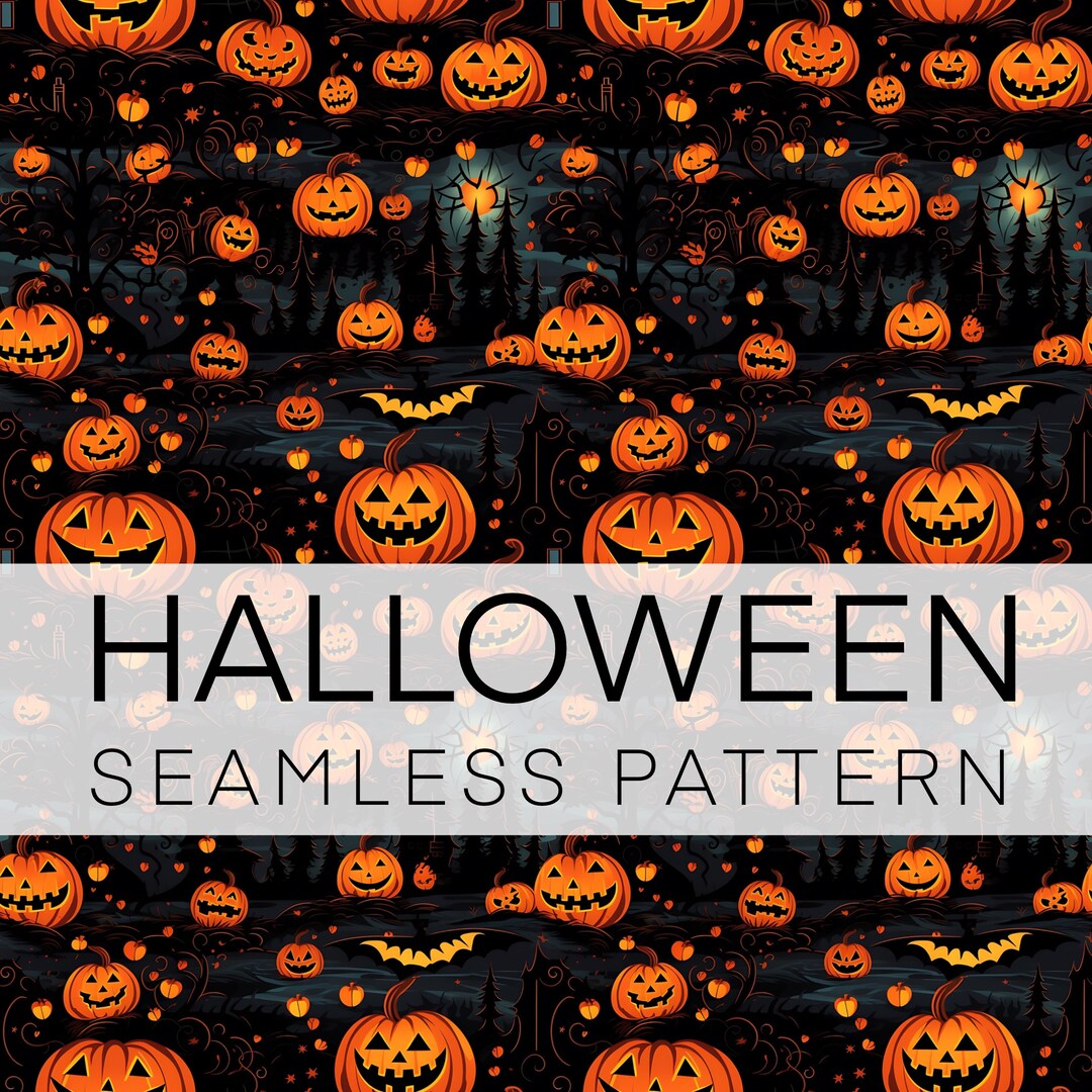 Halloween Seamless Pattern, Digital Paper, Pumpkins Digital Pattern ...