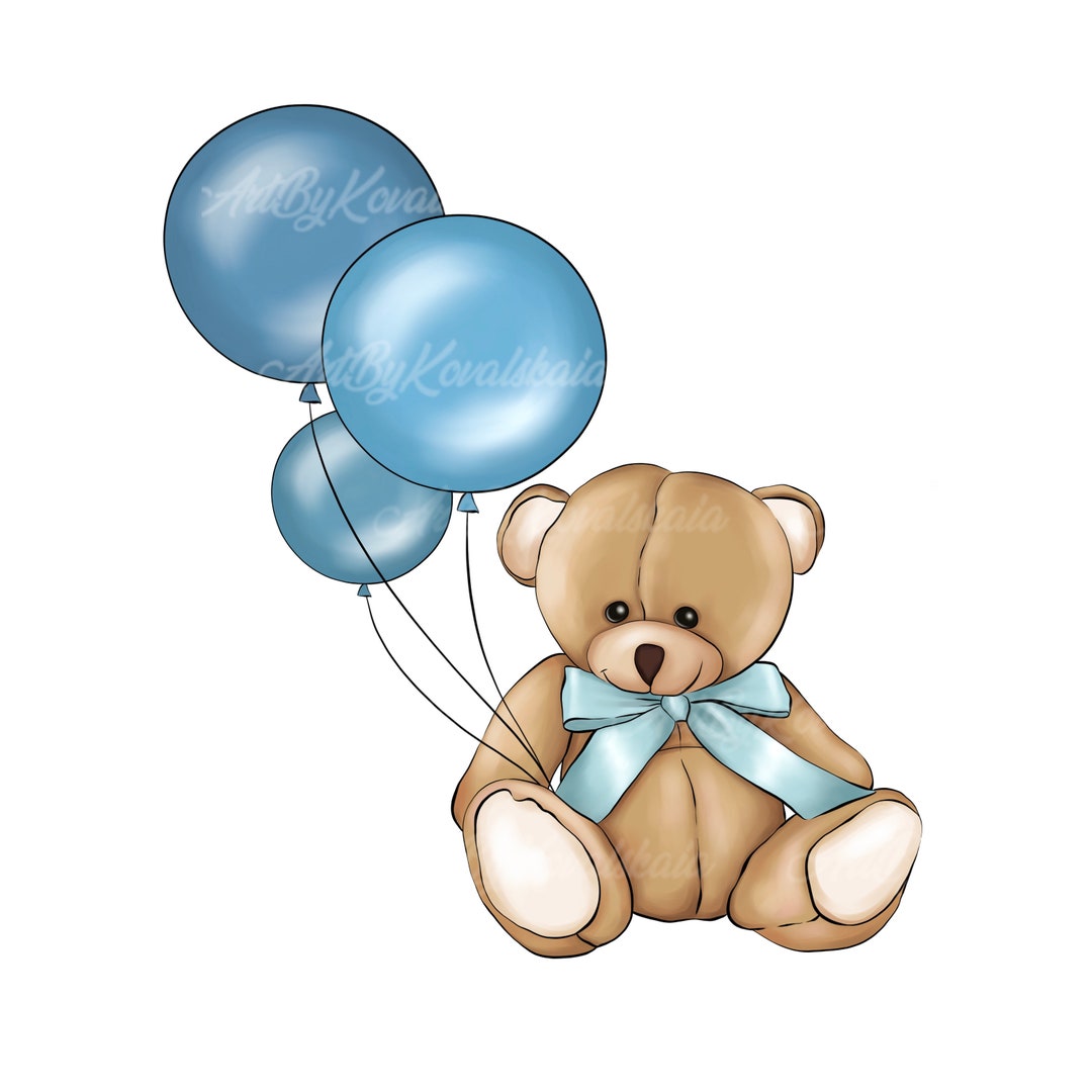 Teddy Bear Clipart, PNG, Baby Shower Boy Clipart, Digital Download - Etsy