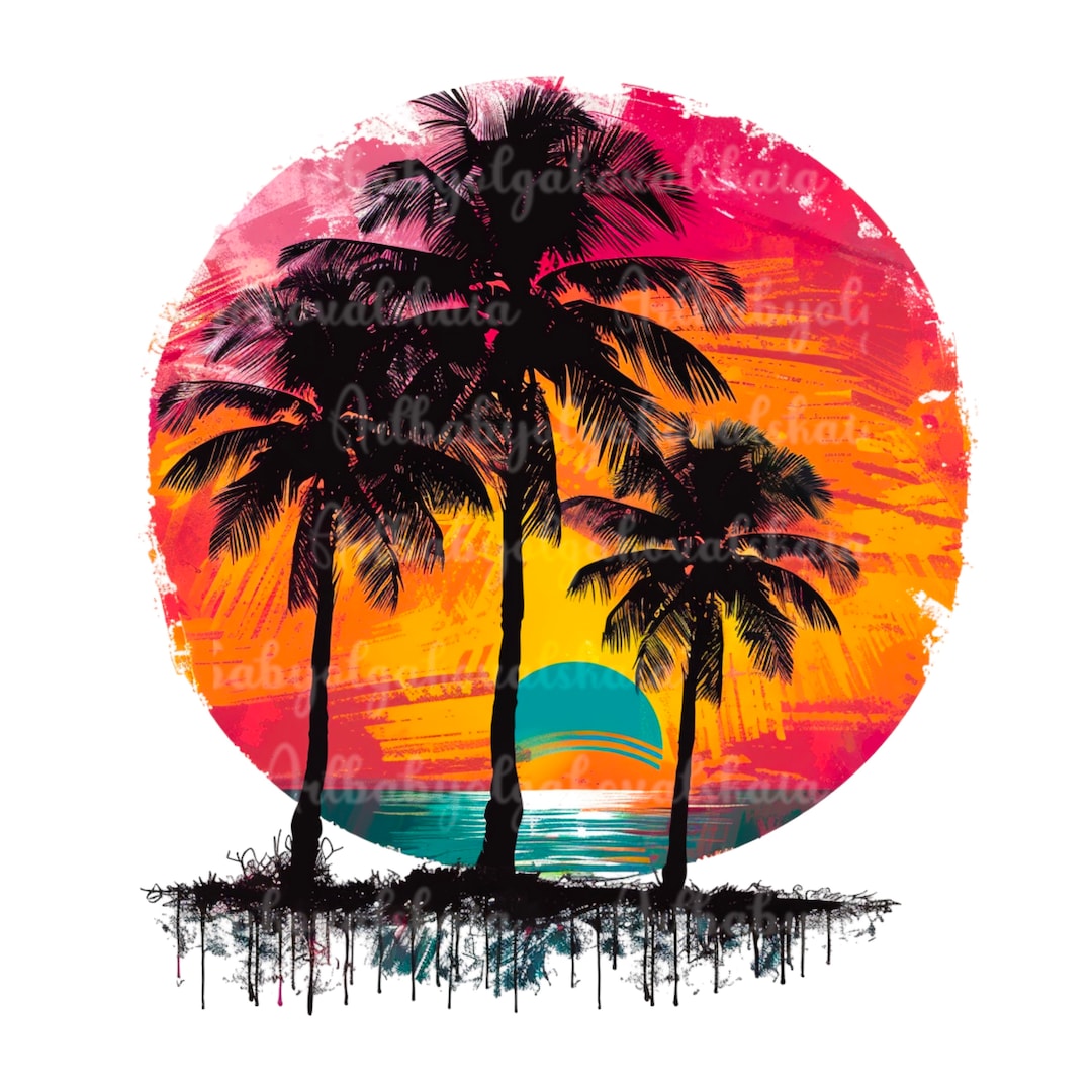 Palm Trees, Palm Tree PNG, Sunset Clipart, Digital Download - Etsy