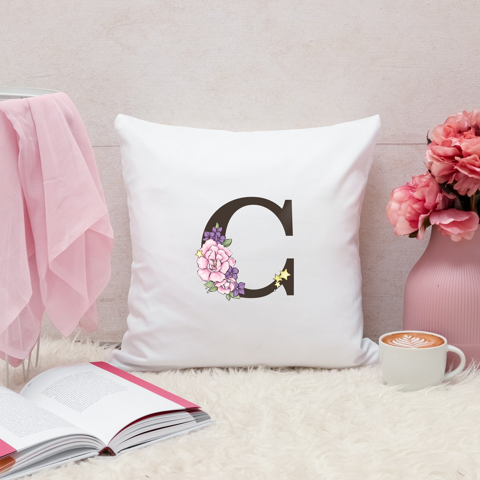 Letter C Floral Alphabet Clipart Letters Clipart Flowers - Etsy