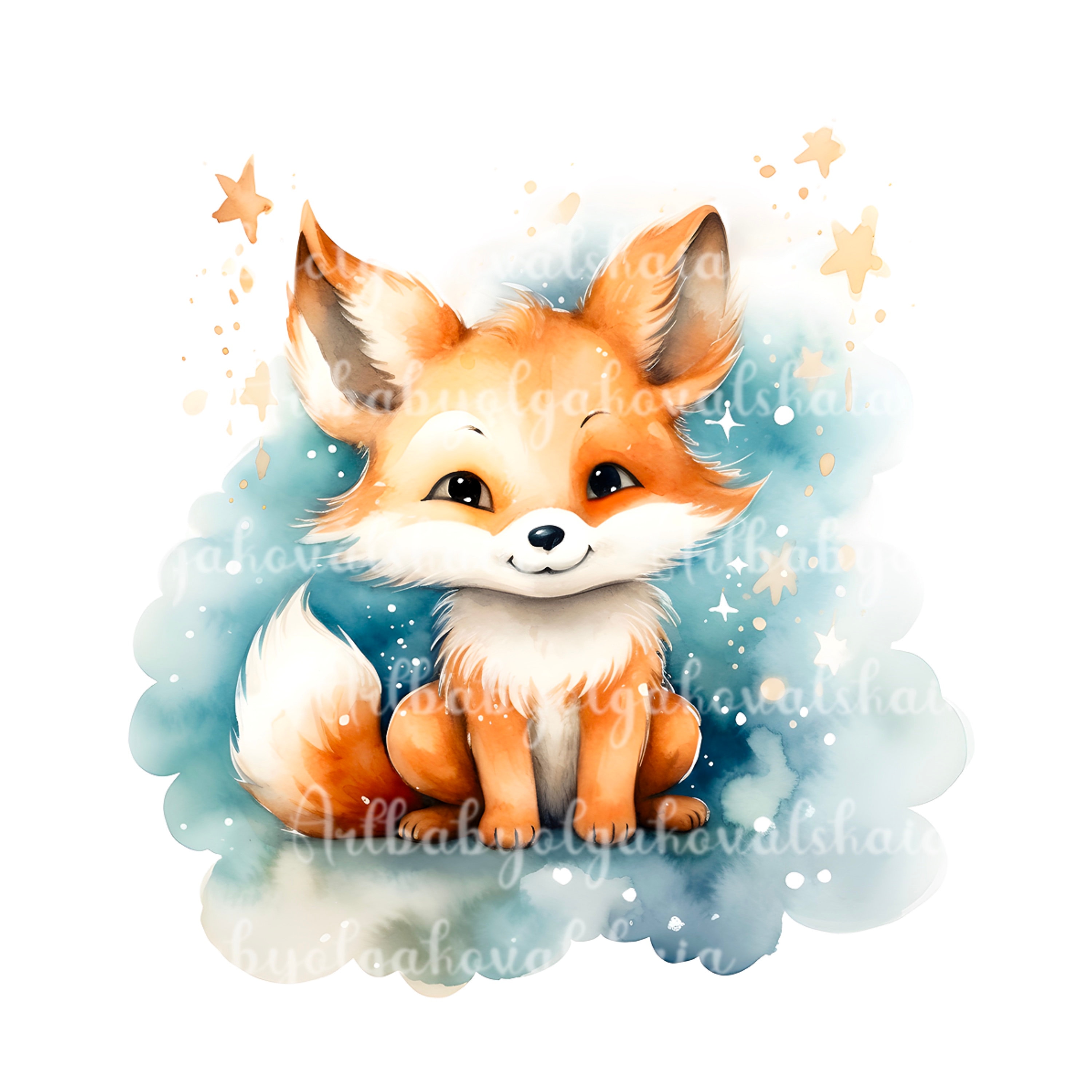 Fox PNG, Watercolor Fox Clipart, Cute Fox, Digital Download - Etsy