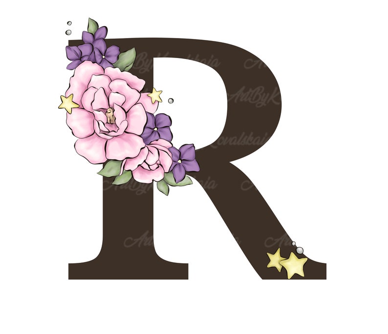 Letter R Floral Alphabet Clipart Letters Clipart Flowers - Etsy