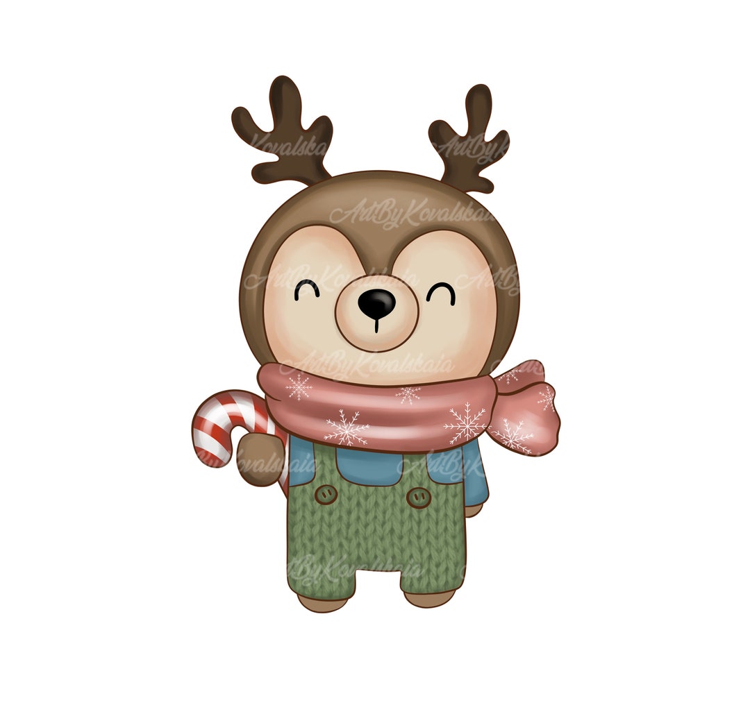 Christmas Deer PNG, Cute Deer Clip Art, Digital Download - Etsy