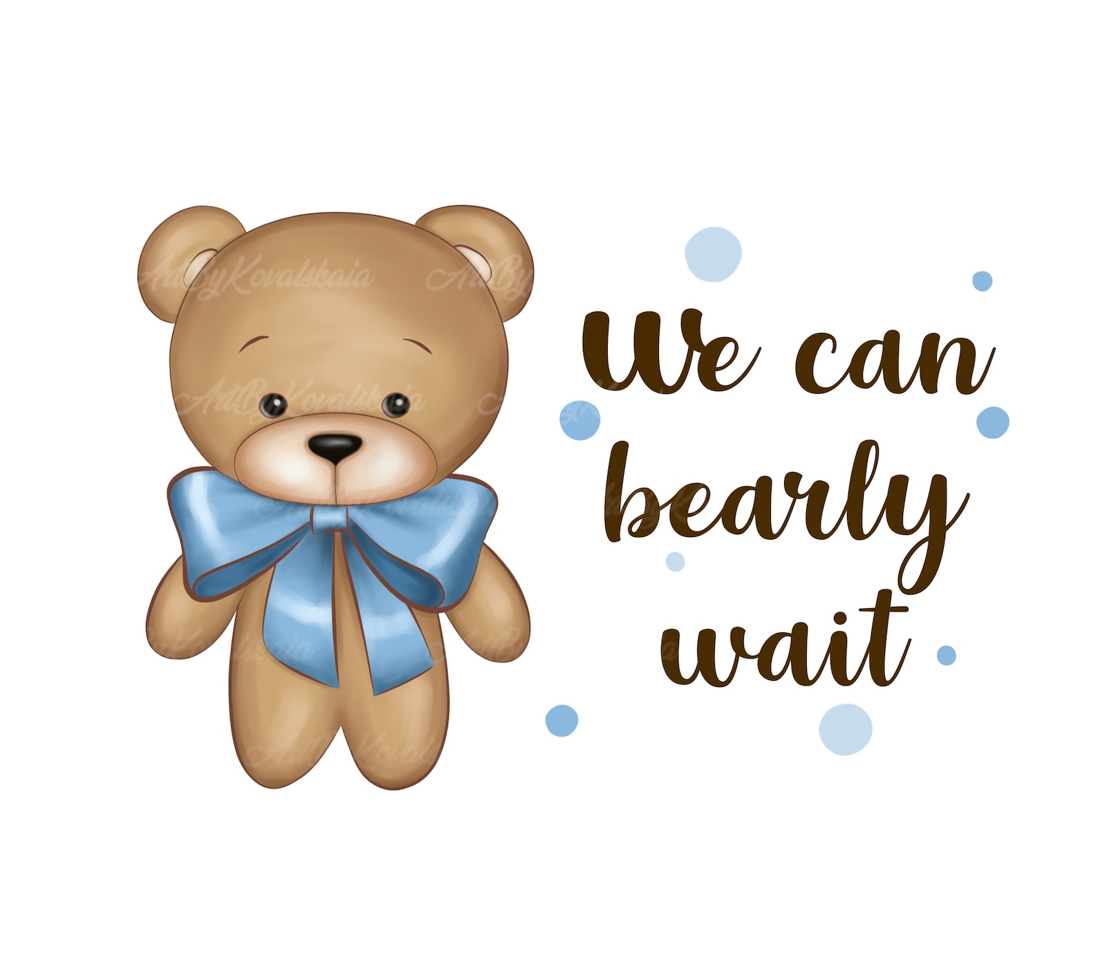 Teddy Bear Clipart, We Can Bearly Wait, PNG, Baby Shower, PNG, Digital Download, Commercial Use ...
