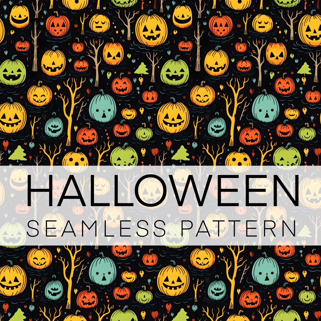 Halloween Seamless Pattern, Digital Paper, Pumpkins Digital Pattern ...