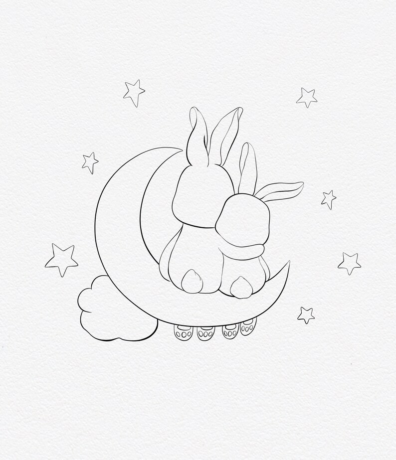 Bunny Coloring Page Bunny Clipart PNG Digital Download - Etsy