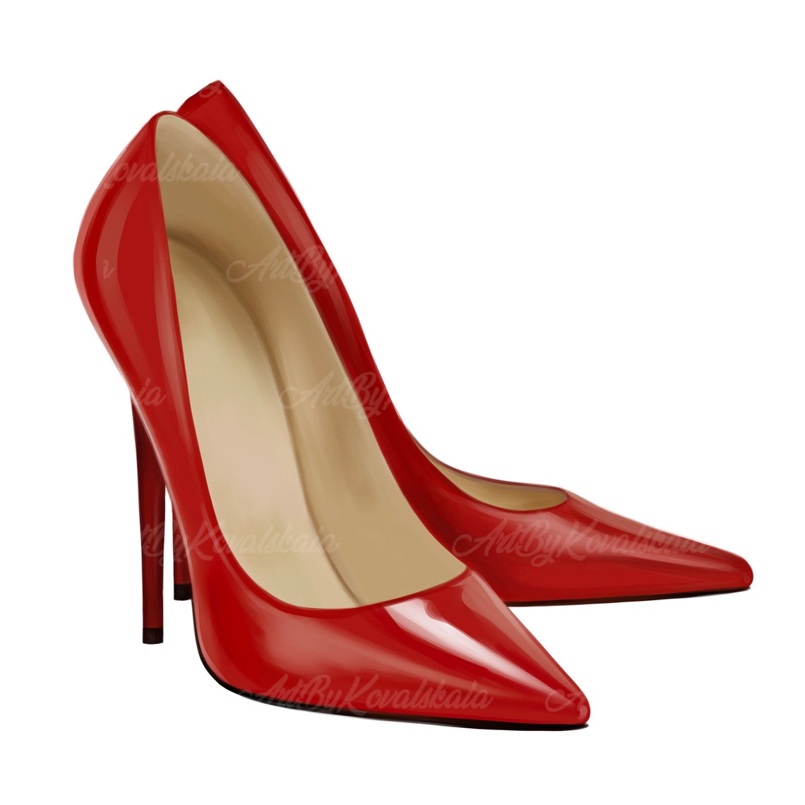 Zapatos de tacón alto rojo PNG imágenes prediseñadas de | Etsy