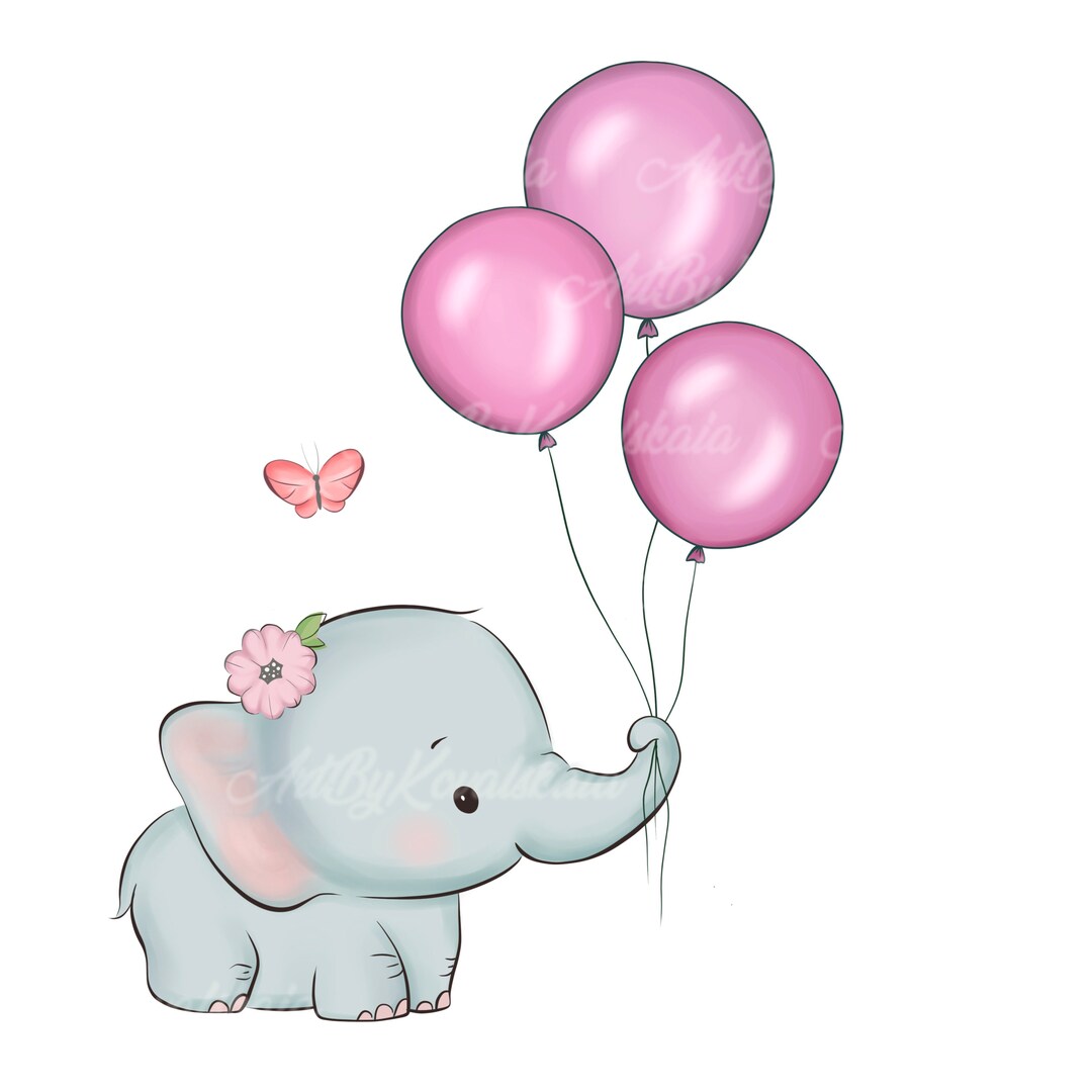 Elephant Clipart, Elephant Baby Shower, Elephant PNG, Baby Shower Girl ...