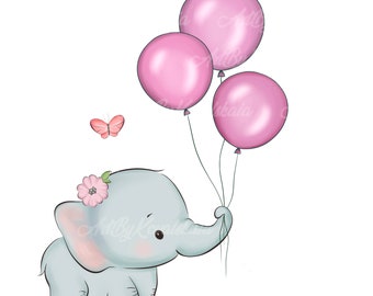 Elephant Clipart Elephant Balloons PNG Baby Shower Boy - Etsy