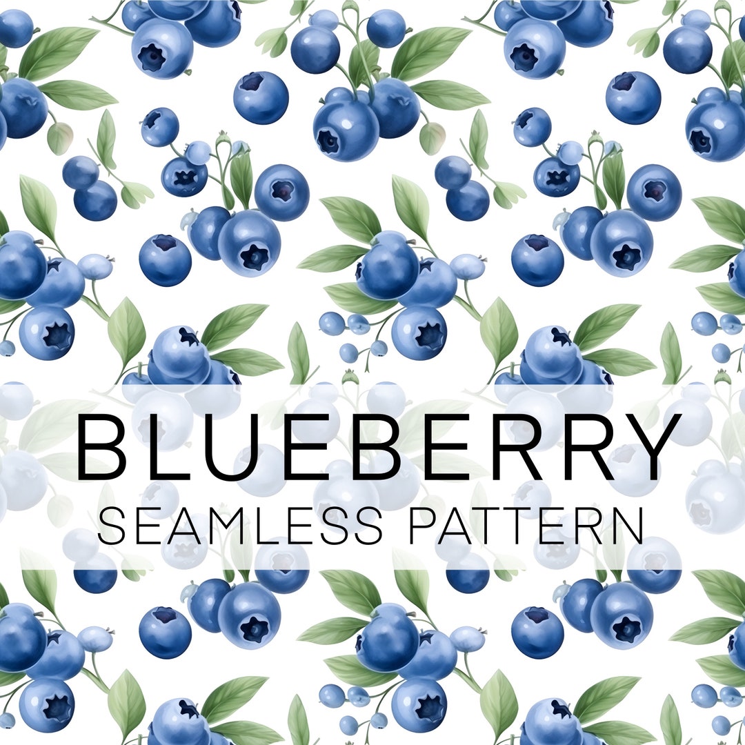 Watercolor Blueberry Seamless Pattern: Digital Paper (instant Download ...