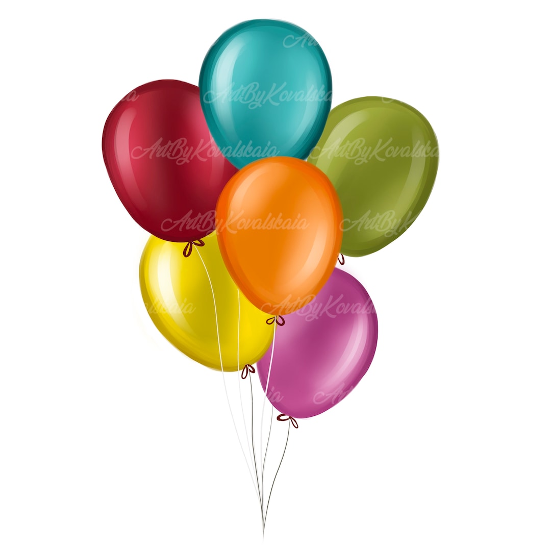 Rainbow Balloons PNG, Birthday Party Clipart (digital Download) - Etsy