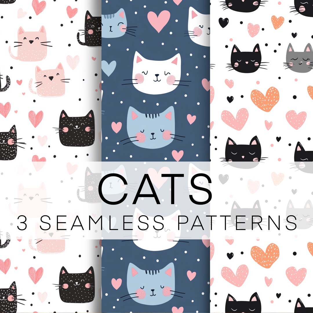 Seamless Pattern Cat, Kitty Digital Paper Bundle, DIGITAL DOWNLOAD - Etsy